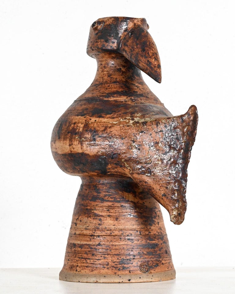 large Jacques Pouchain Atelier Dieulefit bird vase For Sale at 1stDibs