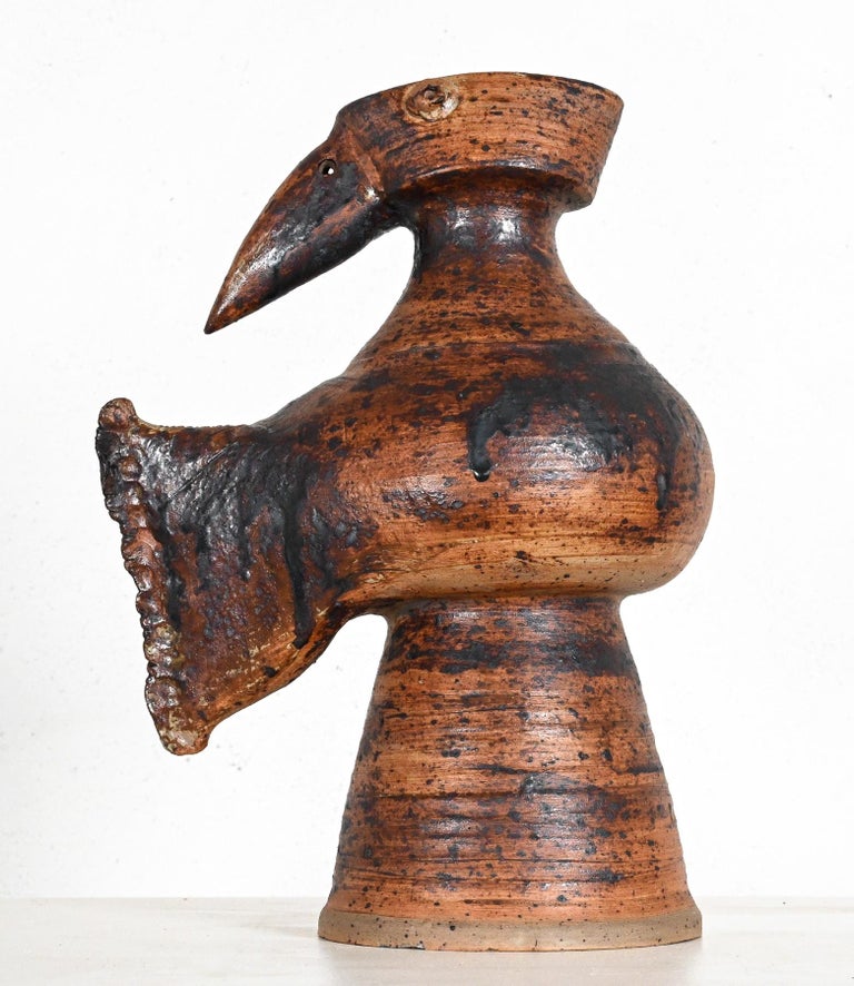 large Jacques Pouchain Atelier Dieulefit bird vase For Sale at 1stDibs