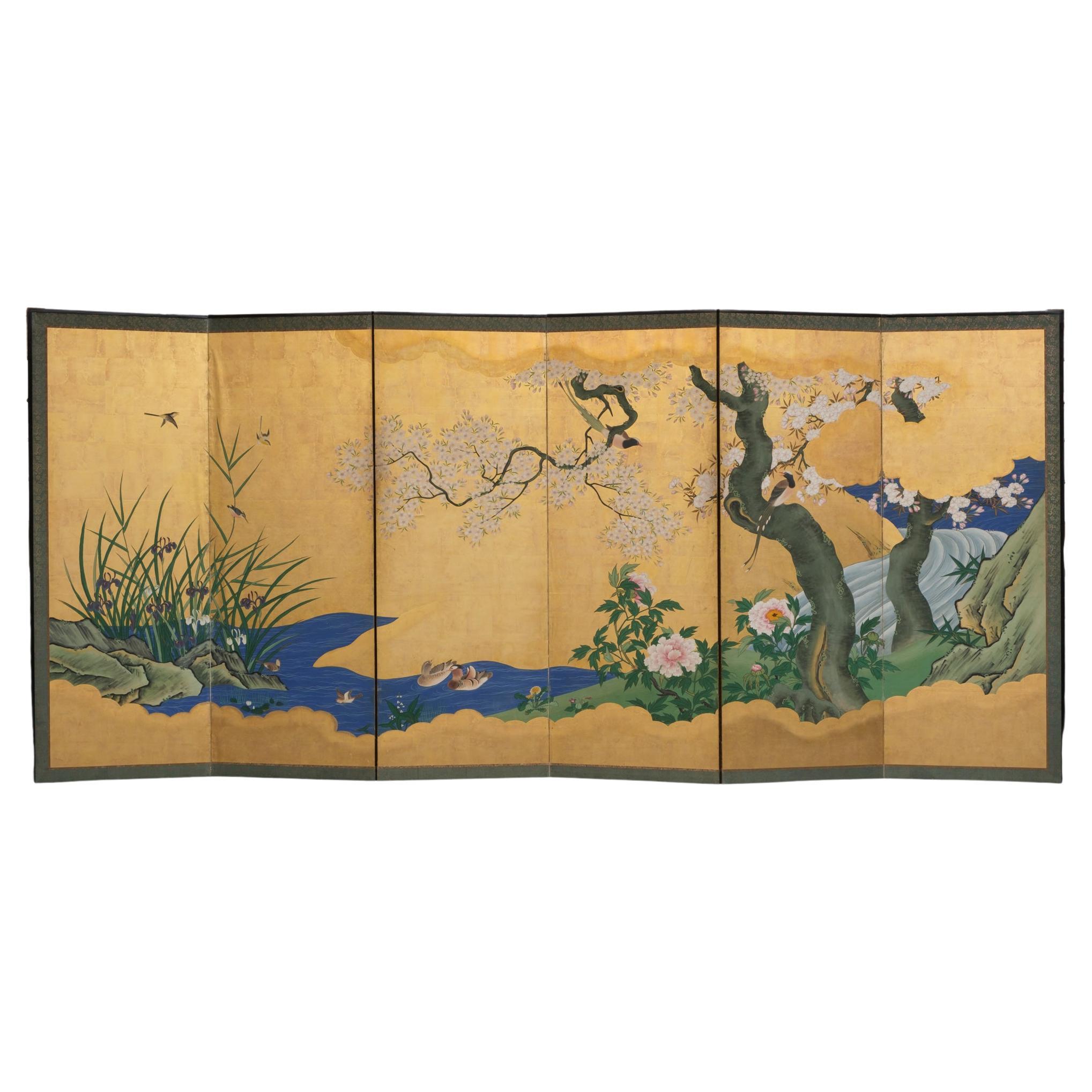 4 Panel Hand Painted Japanese Screens - 14 For Sale on 1stDibs ...
