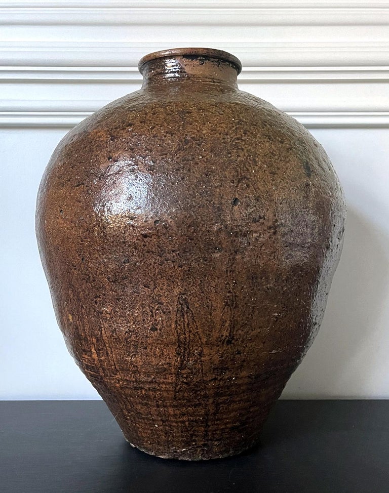 Large Japanese Antique Tokoname Tsubo Stoneware Floor Jar For Sale at ...
