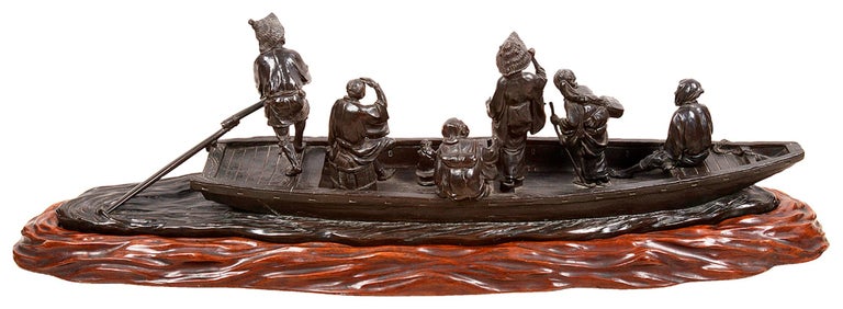 Large Japanese Bronze Boat with Figures in, 19th Century For Sale at ...