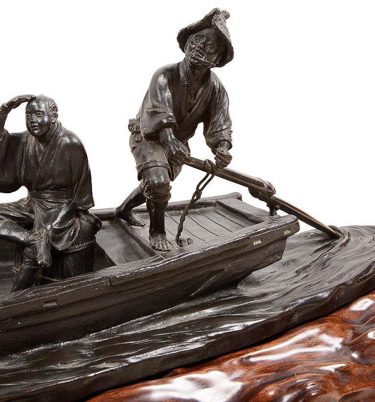 Large Japanese Bronze Boat with Figures in, 19th Century For Sale at ...
