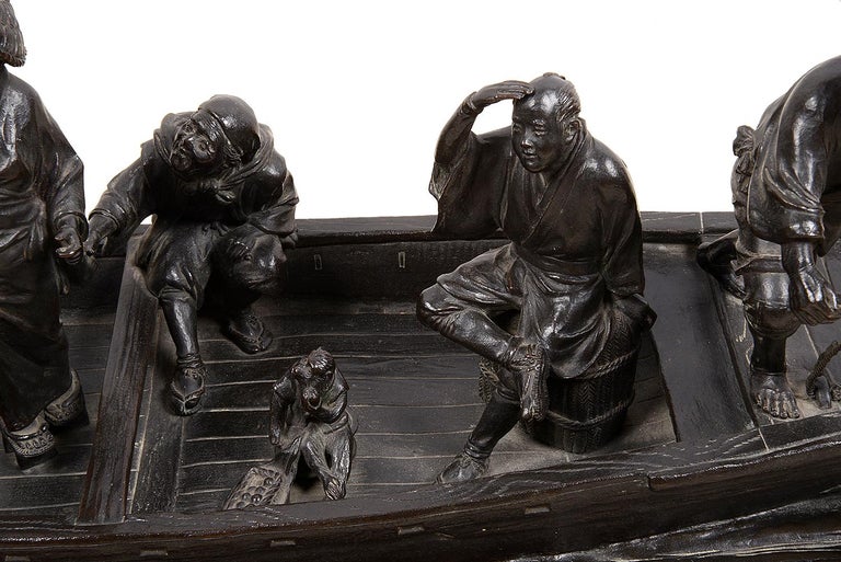 Large Japanese Bronze Boat with Figures in, 19th Century For Sale at ...