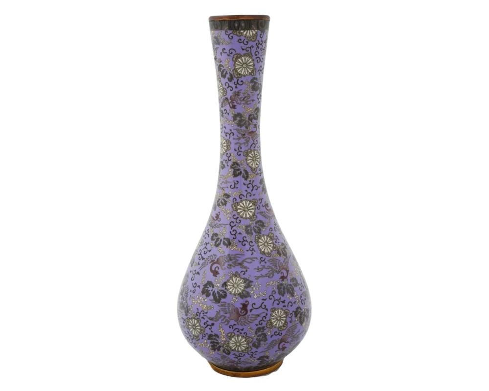 Large Japanese Cloisonne Lavender Purple Enamel Paulownia and Phoenix ...