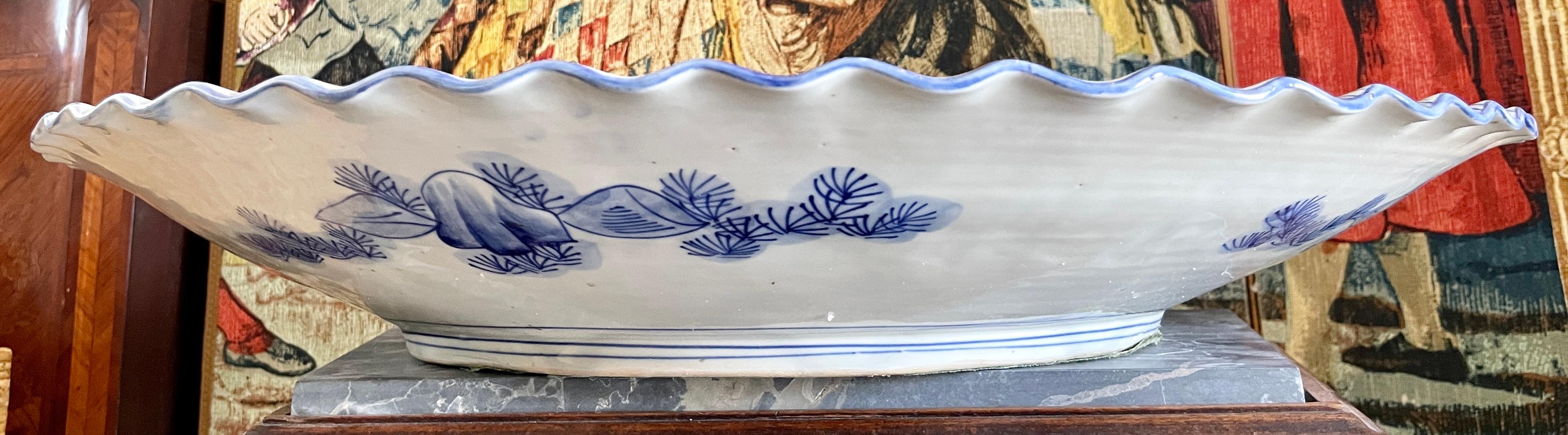 Large Japanese Decorative Blue and White Serving Platter For Sale at ...