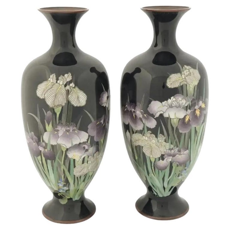 Large Japanese Late Meiji Cloisonné Enamel Vases For Sale at 1stDibs