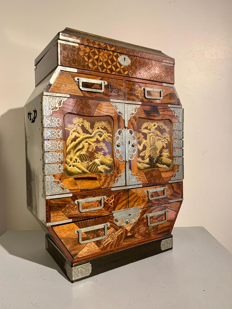 Large Japanese Marquetry Table Cabinet, Meiji Period, Late 19th Century ...