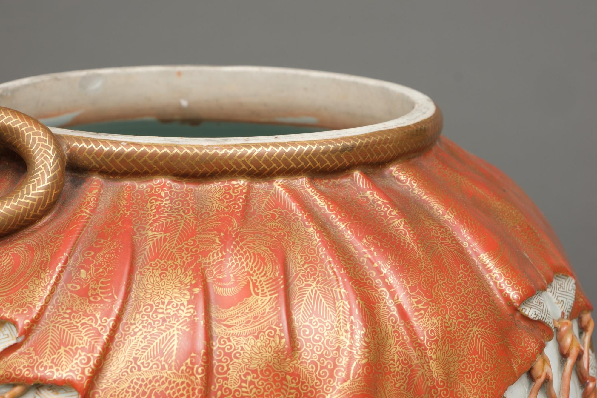 Large Japanese Meiji Kyo-Ware Porcelain 'Tsubo' Vase by Kanzan ...