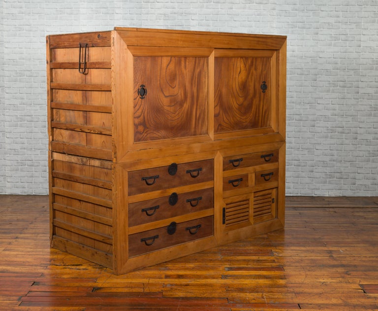Large Japanese Meiji Period 19th Century Futon Tansu Cabinet with Iron ...