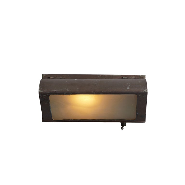 Large Japanese Minimalist Glass and Patinated Metal Wall Light for ...