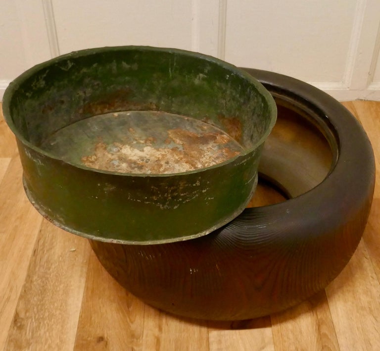 Large Japanese Sculptured Wood Brazier with Liner For Sale at 1stDibs
