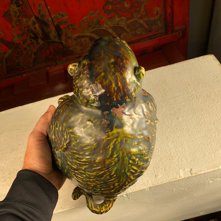 Large Japanese Vintage Hand Painted Monkey Sculpture at 1stDibs