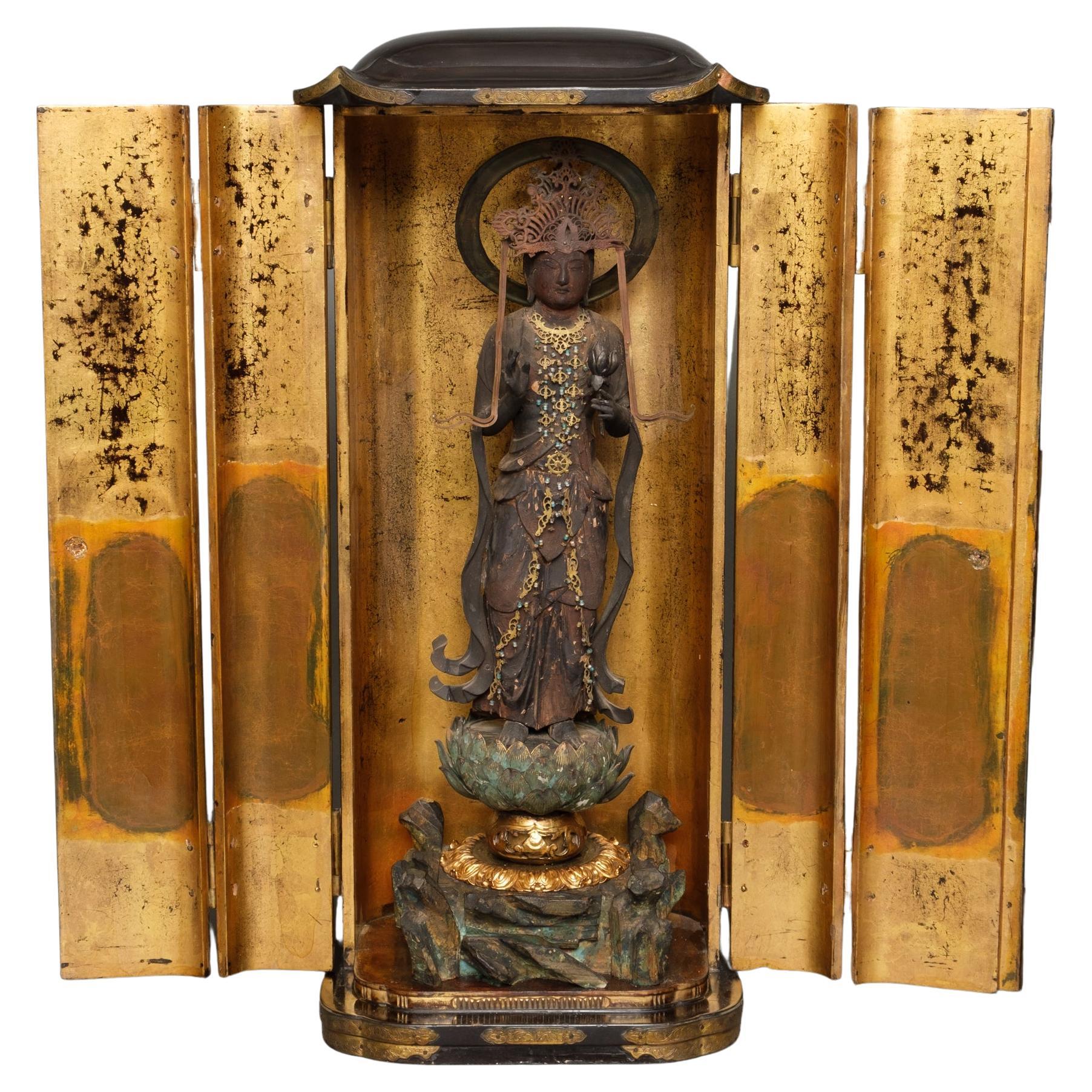 Large Japanese zushi 厨子 (portable shrine) housing the bodhisattva ...