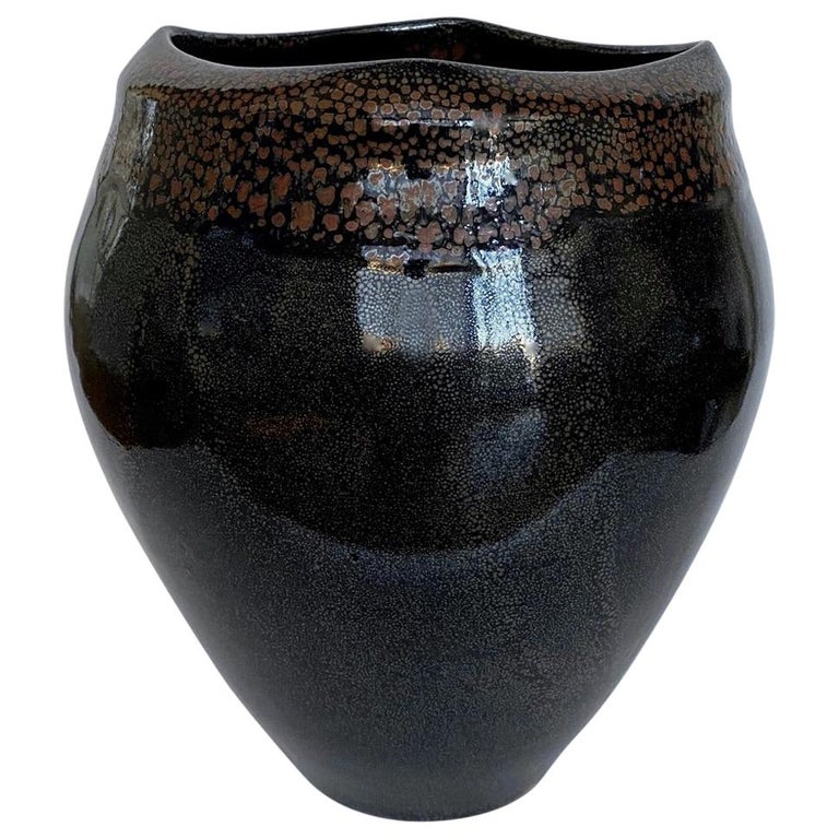 Large Jean Girel Mottled Glazed Ceramic Vase For Sale at 1stDibs