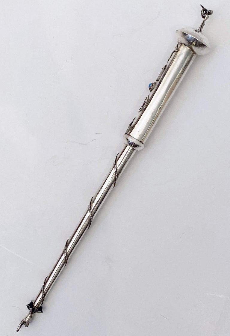 Large Jewish Yad or Torah Pointer of Silver with Inset Stone and Star ...