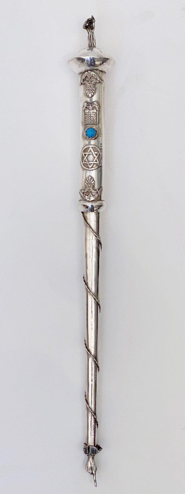 Large Jewish Yad or Torah Pointer of Silver with Inset Stone and Star ...