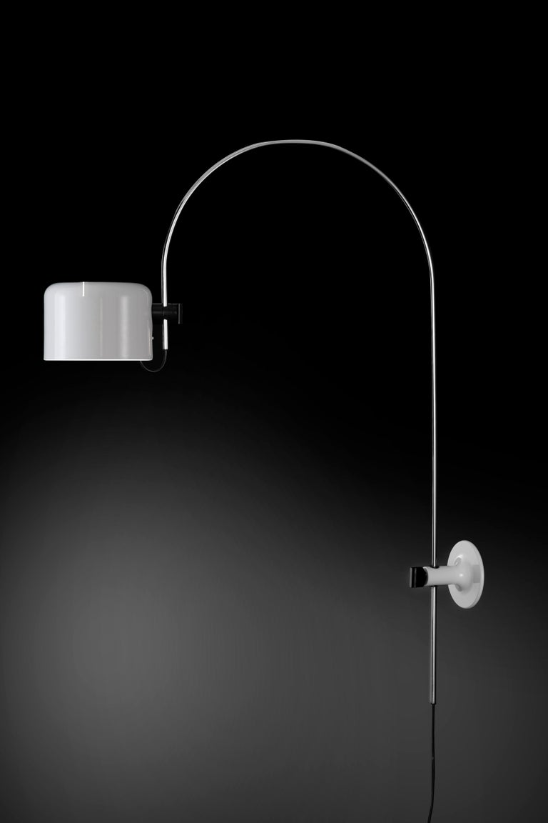 Large Joe Colombo Model #1158 "Coupé" Wall Lamp in White for Oluce For ...