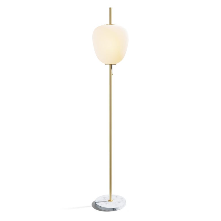 Large Joseph-André Motte J14 Floor Lamp in Chrome and Black Marble for Disderot For Sale at 1stDibs