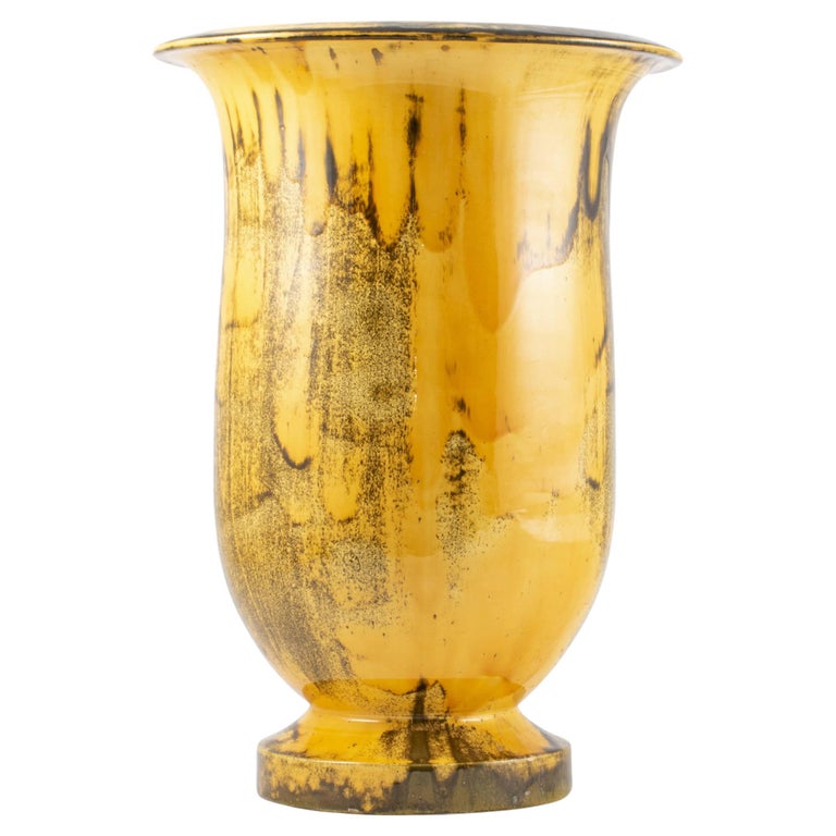 Large Kähler Floor Vase in Yellow and Dark Glaze at 1stDibs