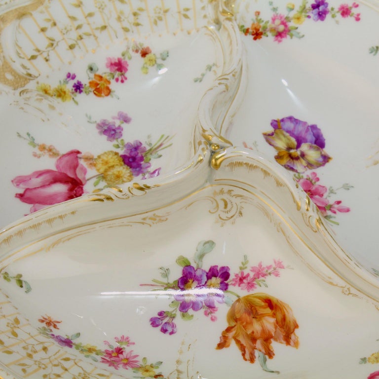 Large KPM Berlin Porcelain Polychrome Reliefzierat Divided Dish or ...