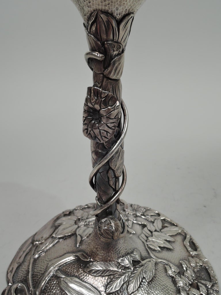 Large Kuhn and Komor Japanese Meiji Art Nouveau Silver Chalice Goblet For Sale at 1stDibs