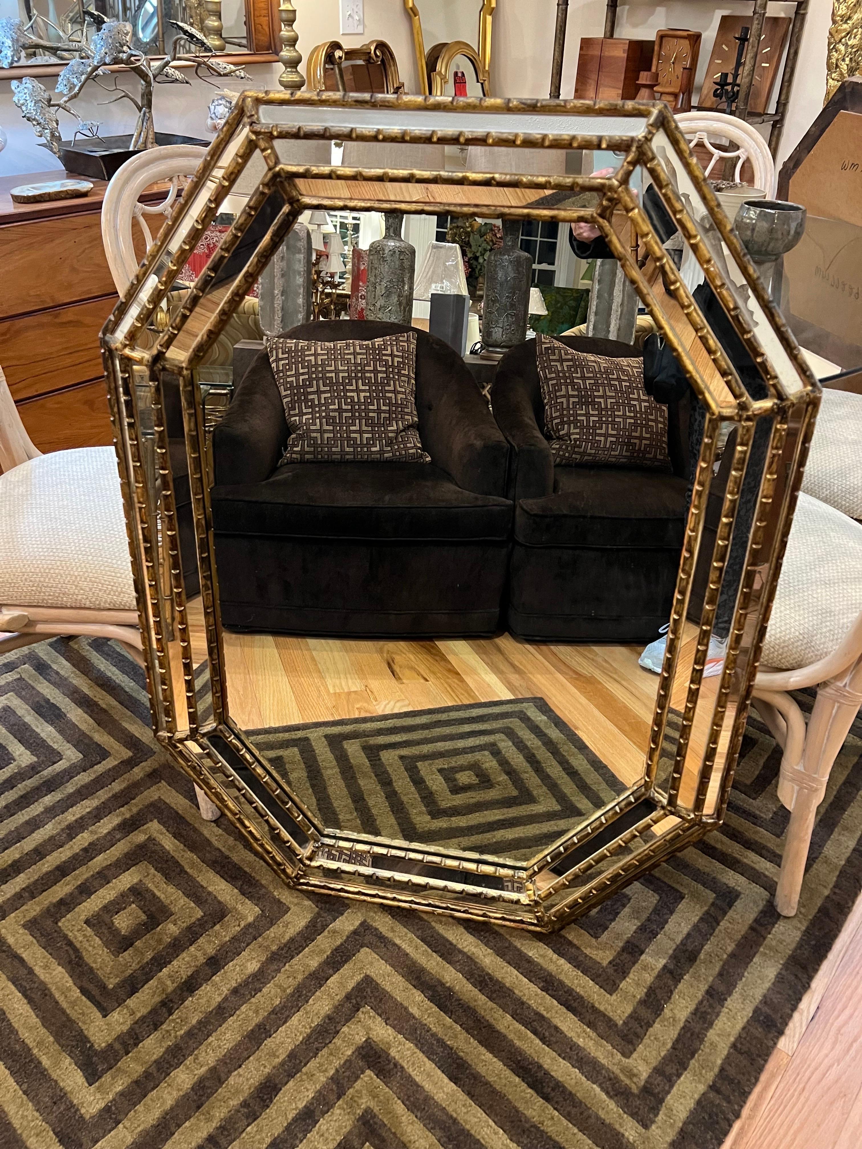 Large Labarge Octagonal Mirror with Label at 1stDibs