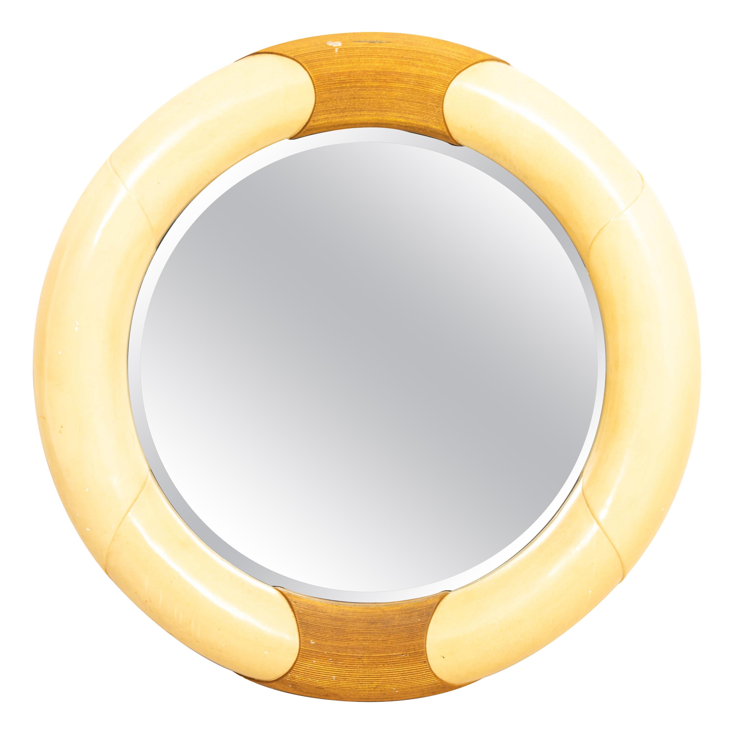 Springer Style Round Lacquered Mirror For Sale at 1stDibs