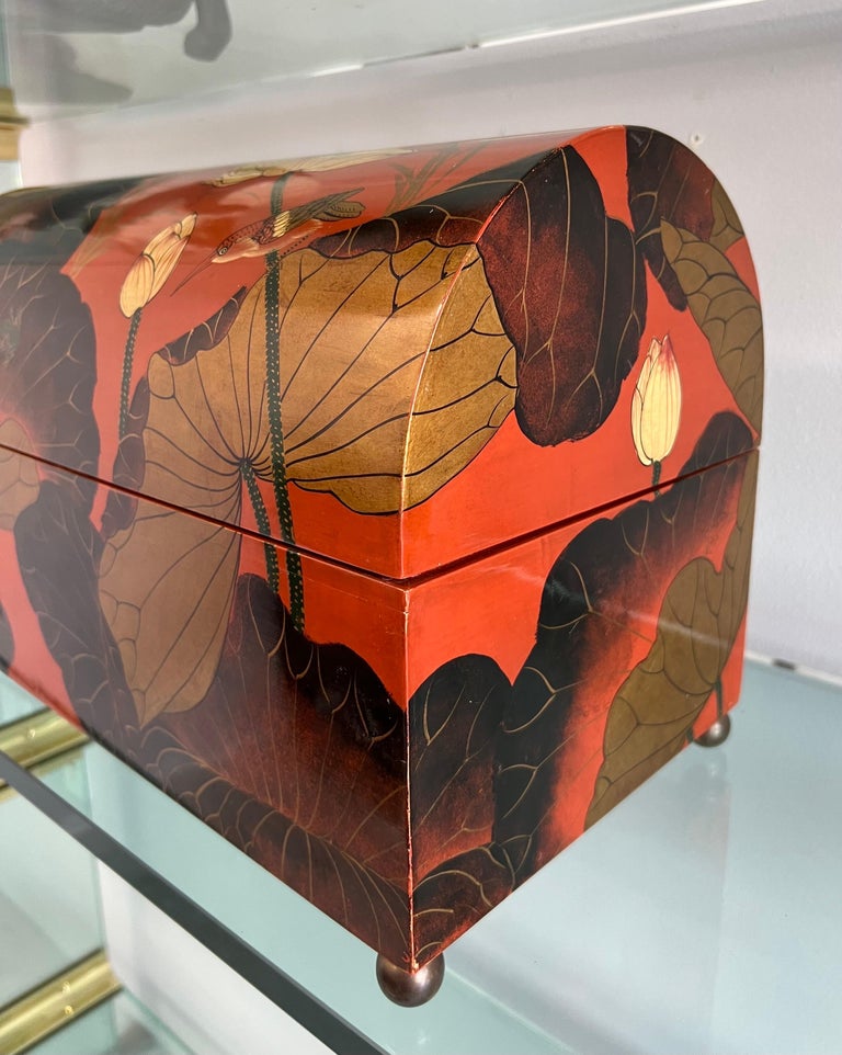 Large Lacquer Hinged Box Trunk, 1980s For Sale at 1stDibs