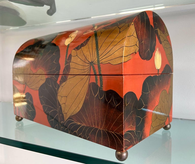 Large Lacquer Hinged Box Trunk, 1980s For Sale at 1stDibs