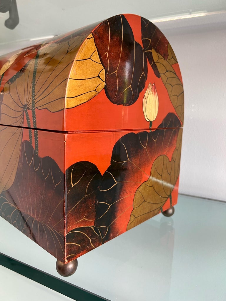 Large Lacquer Hinged Box Trunk, 1980s For Sale at 1stDibs