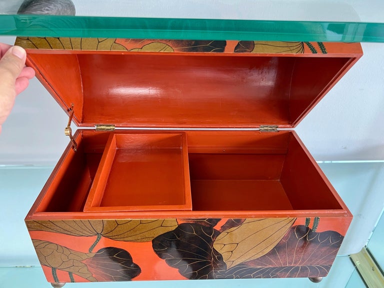 Large Lacquer Hinged Box Trunk, 1980s For Sale at 1stDibs