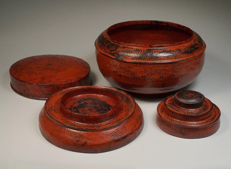 Large Late 19th-Early 20th Century Lacquer and Bamboo Food Offering ...