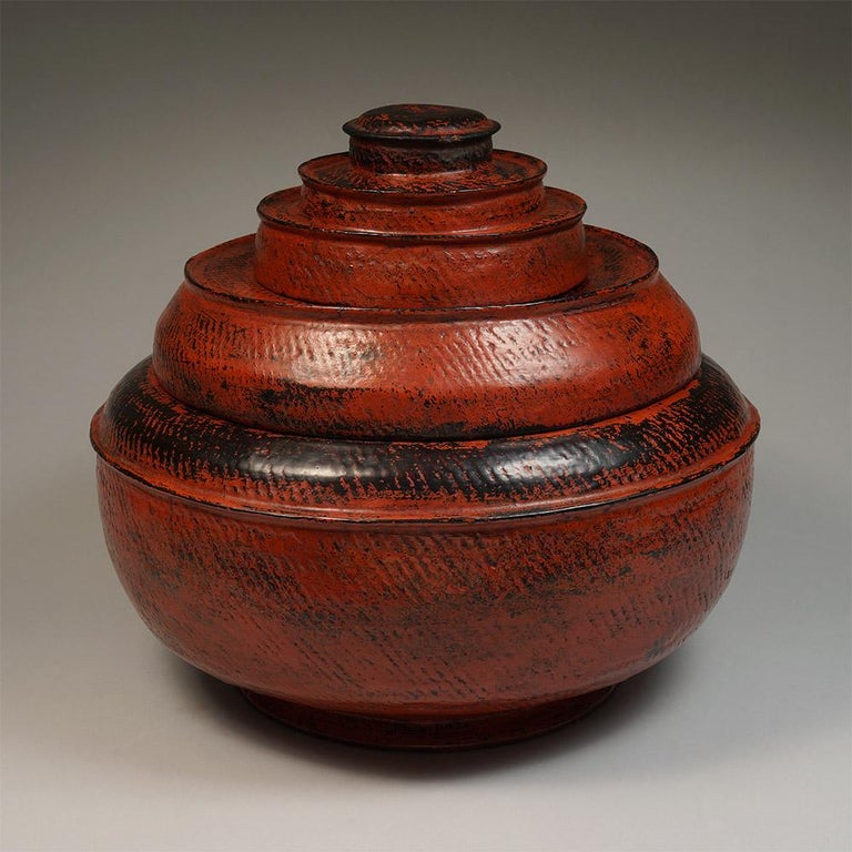 Large Late 19th-Early 20th Century Lacquer and Bamboo Food Offering ...