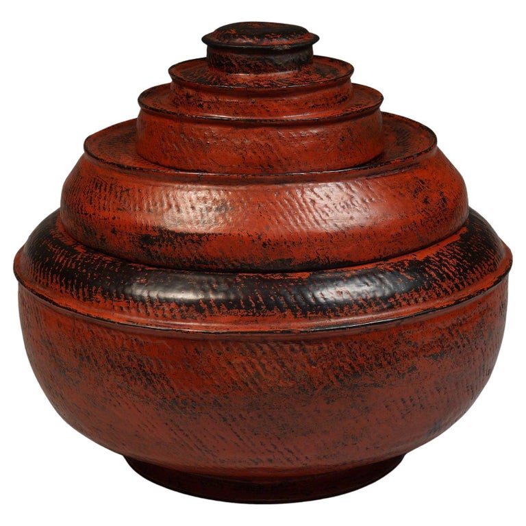 Large Late 19th-Early 20th Century Lacquer and Bamboo Food Offering ...