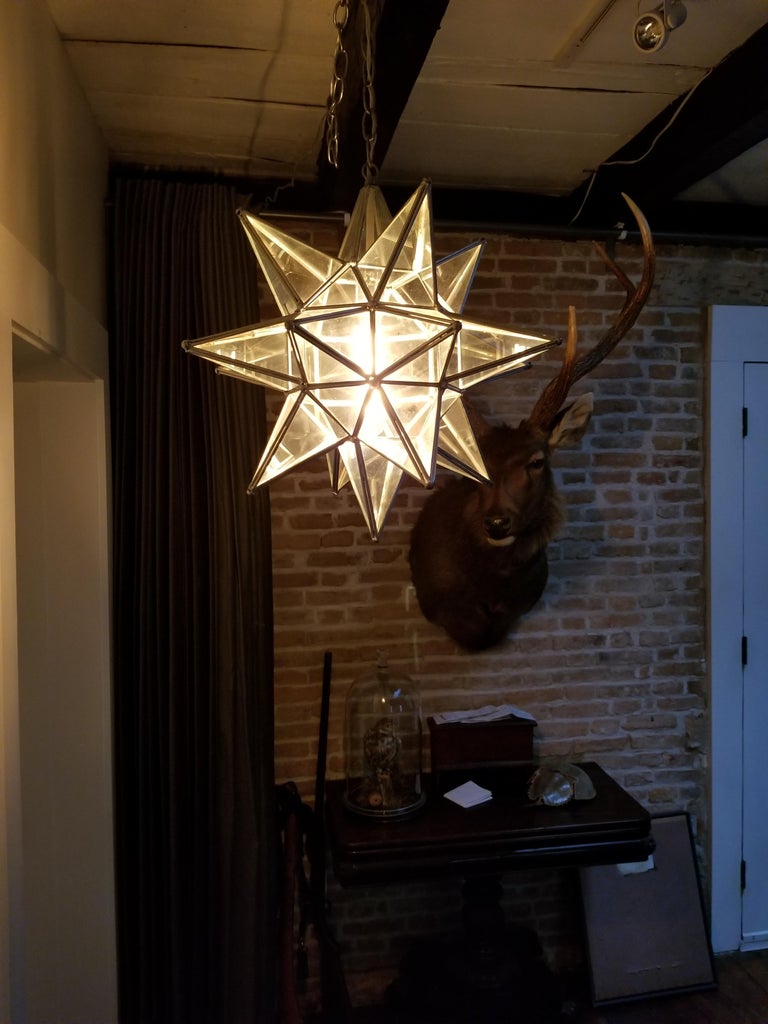 Large Leaded Glass Moravian Star Lighting Fixture at 1stDibs | vintage ...