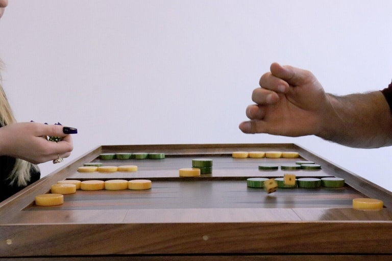 Large Leather and Walnut Reversible Games Table For Sale at 1stDibs