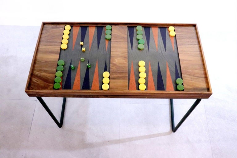 Large Leather and Walnut Reversible Games Table For Sale at 1stDibs