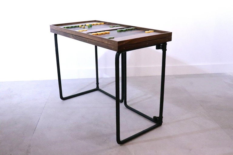 Large Leather and Walnut Reversible Games Table For Sale at 1stDibs