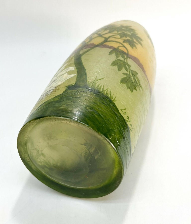 Large Legras France Cameo Glass Swans in a Lake Vase, Signed For Sale ...