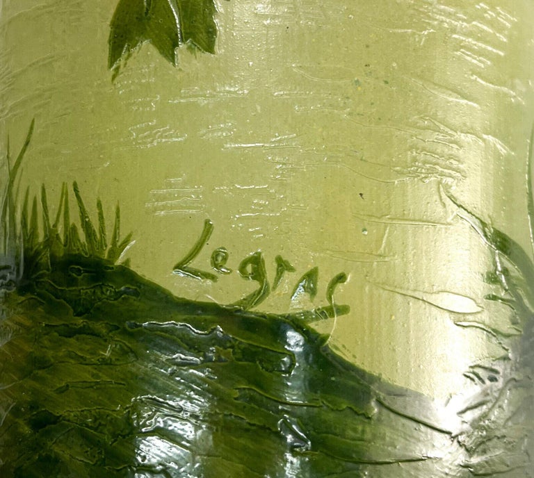 Large Legras France Cameo Glass Swans in a Lake Vase, Signed For Sale ...