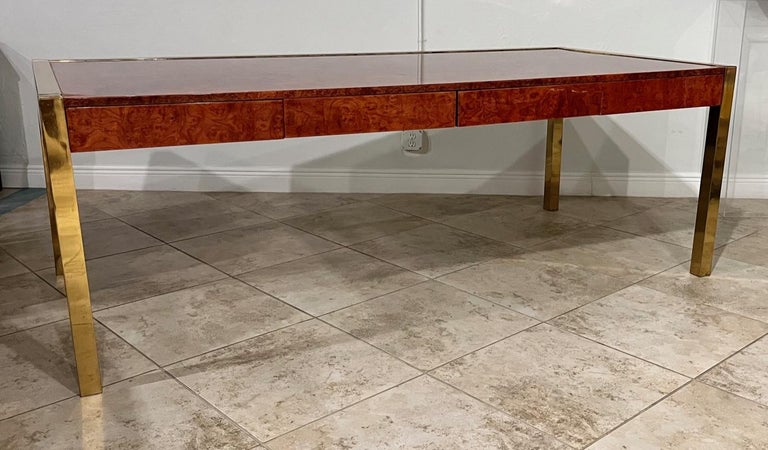 Large Leon Rosen for Pace Collection Olive Burlwood and Brass Executive ...
