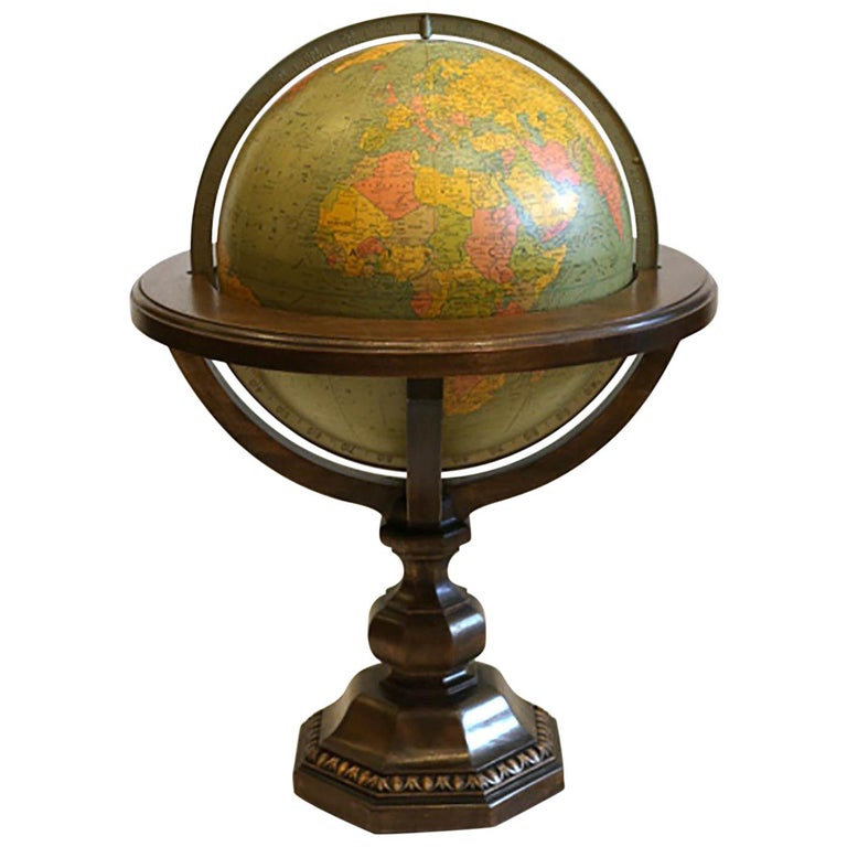 Large Library Globe on Wooden Stand, circa 1950s at 1stDibs