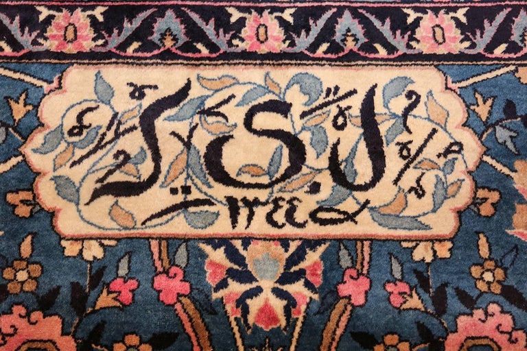 Large Light Blue Antique Indian Agra Rug at 1stdibs