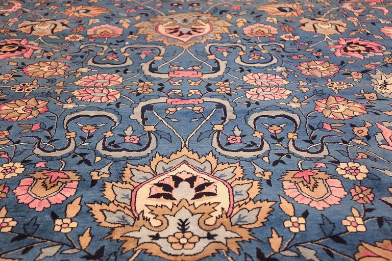 Large Light Blue Antique Indian Agra Rug at 1stdibs