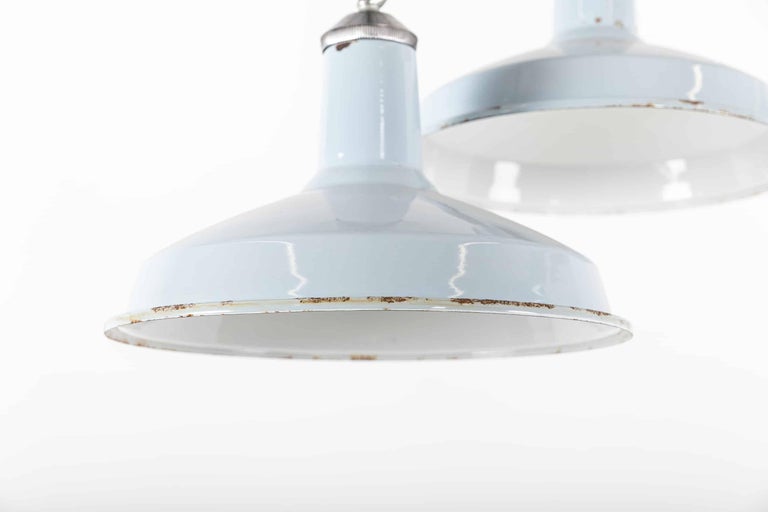 Large Light Blue Vintage Industrial Enamel Simplex England Pendant Lamp ...