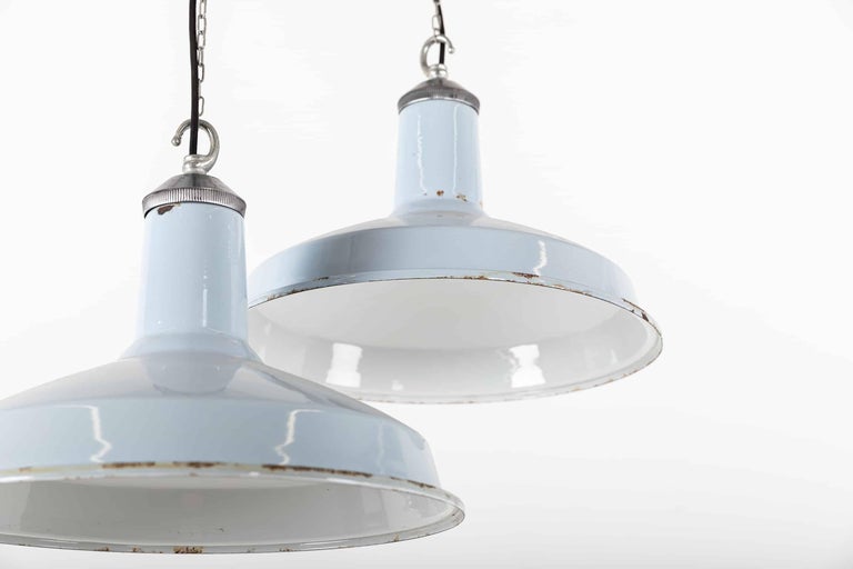 Large Light Blue Vintage Industrial Enamel Simplex England Pendant Lamp ...