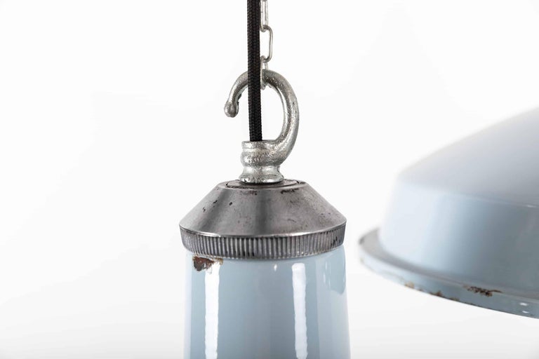 Large Light Blue Vintage Industrial Enamel Simplex England Pendant Lamp ...
