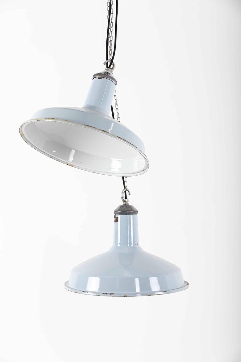 Large Light Blue Vintage Industrial Enamel Simplex England Pendant Lamp ...