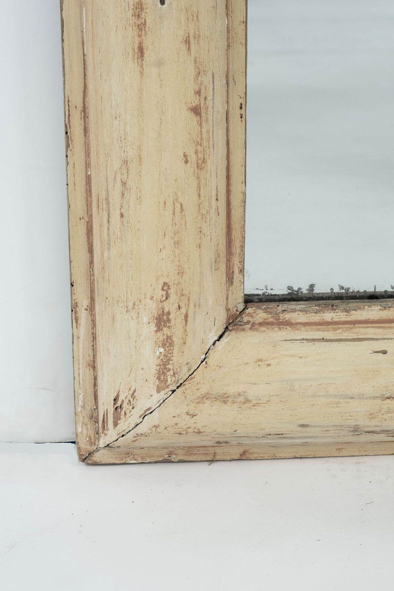 Large Light Brown Washed and Carved Mirror For Sale at 1stDibs