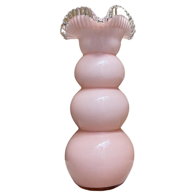 Large Light Pink Mid-Century Modern Murano Glass Vase with Bubble ...